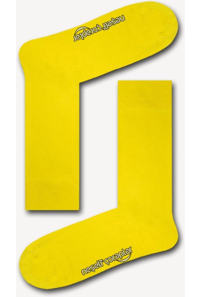 Neşeli Çoraplar Sarı Düz Basic Kadın Çorap
