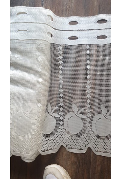 Vanessa Perde Jakar Dokuma Mutlak Tülü Elma Desen Mutfak Güpürü