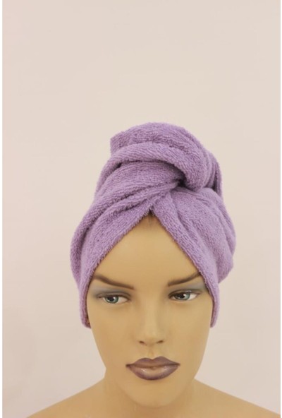 Jung Düz Eponj Düğmeli Havlu Mor Saç Kurulama Bonesi Saç Havlusu