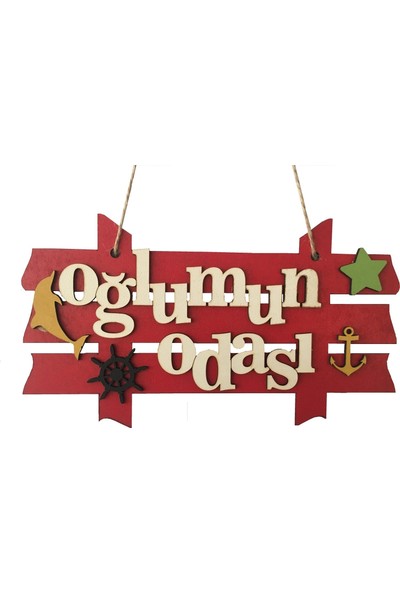 Tgr Home Oğlumun Odası Kapı Süsü - Kırmızı