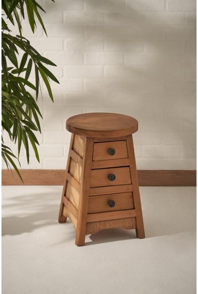 By Pallette Biham Ahşap Çekmeceli Tabure