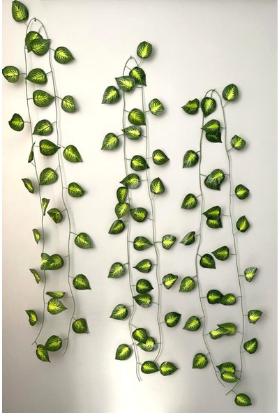 Meran Dekoratif Yapay Sarmaşık Sarı Çizgili Yaprak Yapay Çiçek Dekoru 230CM x 3ADET