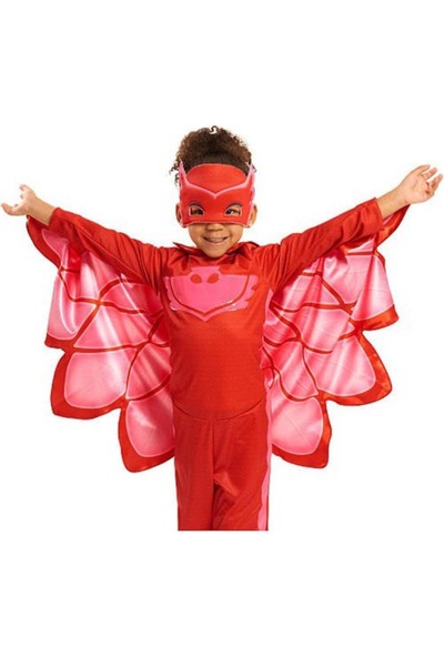 Trend Center Kız Çocuk Kırmızı Pijamaskeliler (Pjmasks) Baykuş Kostümü Owlette Kostümü