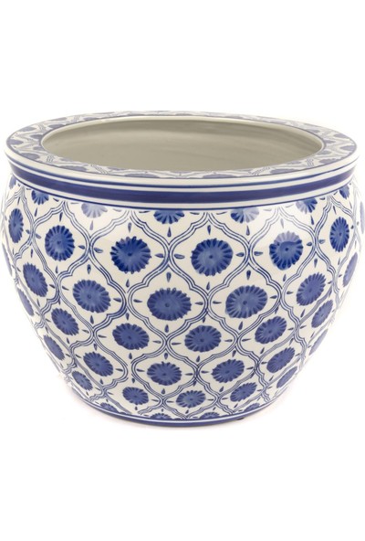 Mikasa Moor Mavi Üçgen Desen Seramik Saksı 37X29CM