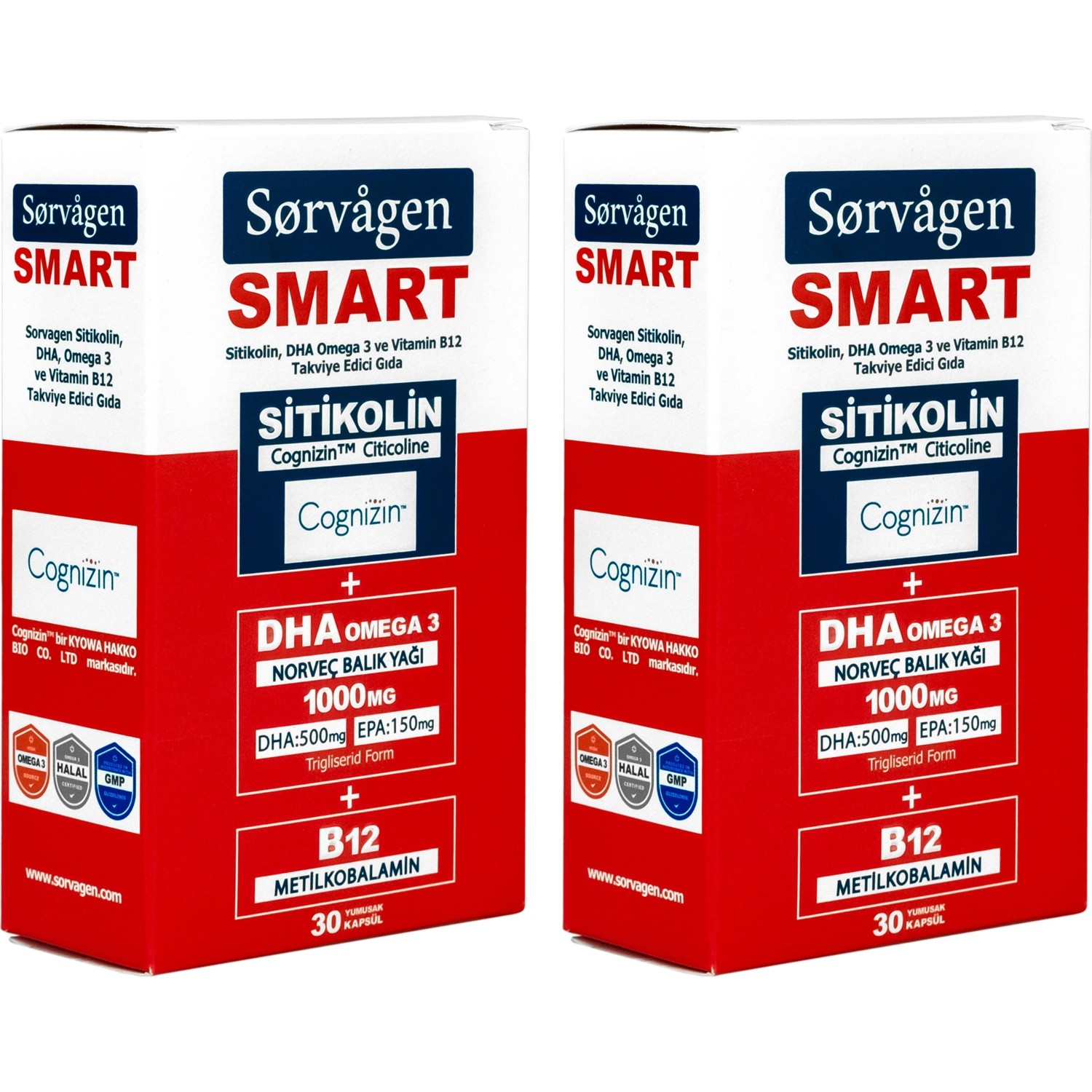 Sorvagen Smart Sitikolin, Dha Omega 3 ve B12 (30 Kapsül) - 2 Fiyatı