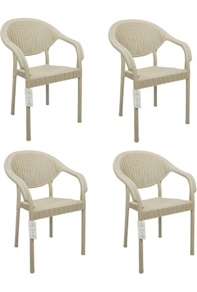 Sadık Plastik 4 Adet Atlantis Plastik Bambu Rattan Sandalye Kapiçino Sadık Plastik 4 Adet Atlantis Plastik Bambu Rattan Sandalye Kapiçino