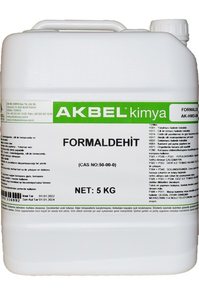 Akbel Kimya Akbel Formaldehit 5 kg %37