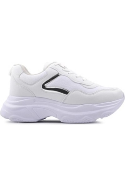 Best Of 053 Kadın Beyaz-Beyaz Yüksek Taban Günlük Ayakkabı