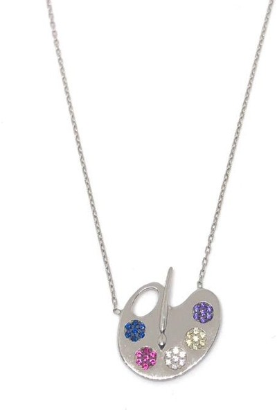 Kare Gümüş KGG2068 925 Ayar Gümüş Resim Palet Kolye 45CM Kare Gümüş KGG2068 925 Ayar Gümüş Resim Palet Kolye 45CM