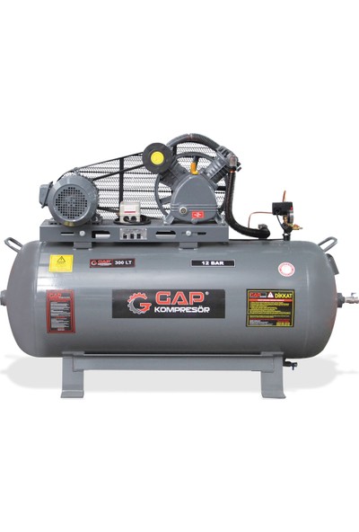 Gap | 300 Lt 2 Kafa 12 Bar 5.5 Hp Pistonlu Hava Kompresörü (Yurt Dışından)