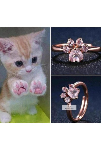 Alyans Star Pink Kedi Patisi Gümüş Yüzük