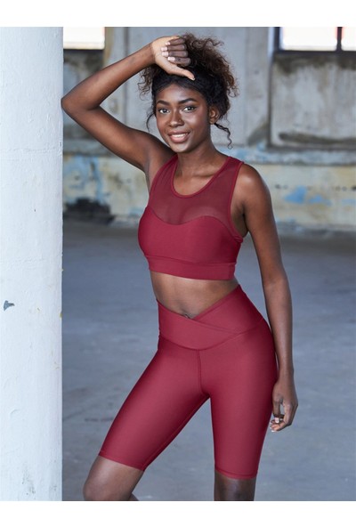 Biker Tayt ve Bel Bordo Renk 6018