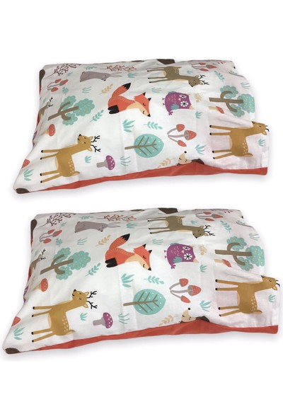 Bebek Özel Pamuklu 2'li Bebek Yastık Kılıfı (35 x 45 Cm) Doğa/kiremit (Fermuarsız) Bebek Özel Pamuklu 2'li Bebek Yastık Kılıfı (35 x 45 Cm) Doğa/kiremit (Fermuarsız)