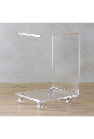 Smyrna Şeffaf Pleksi Tekerlekli Modern Sehpa Smyrna Şeffaf Pleksi Tekerlekli Modern Sehpa