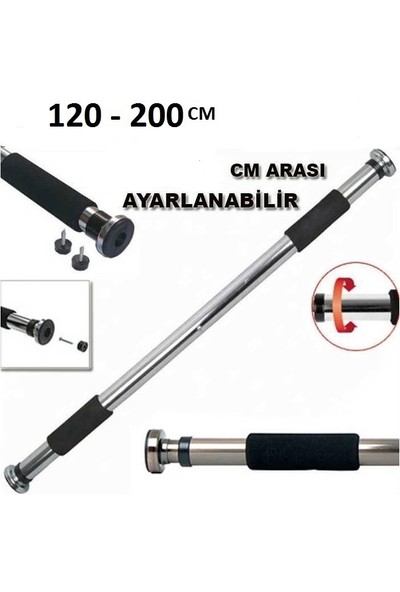 Leyaton Krom Kapı Koridor Barfiksi Barı Mekik Çekme Aleti (120-200 cm ) Leyaton Krom Kapı Koridor Barfiksi Barı Mekik Çekme Aleti (120-200 cm )