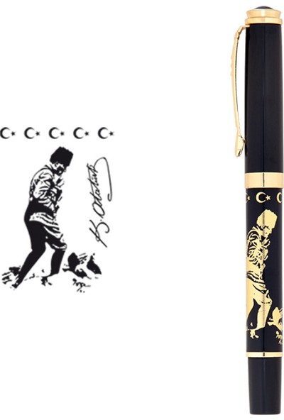 Belnido Ata Kabartma Figürlü Metal Roller Kalem