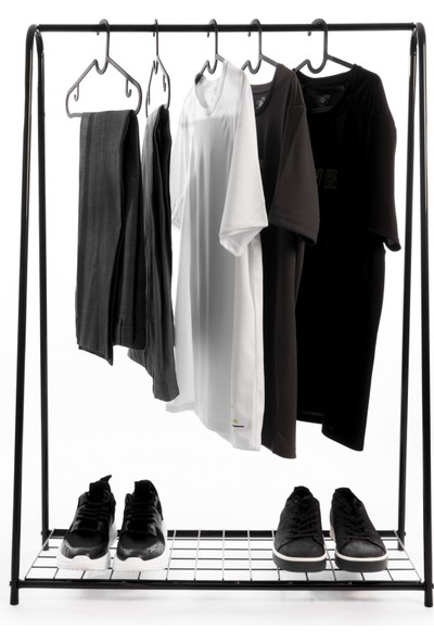 VegaDekor Metal Ayaklı Askılık Tek Raflı Siyah Ayaklı Konfeksiyon Askılık 119CM VegaDekor Metal Ayaklı Askılık Tek Raflı Siyah Ayaklı Konfeksiyon Askılık 119CM