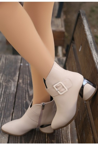 7erbilden Jkan Krem Cilt Topuklu Bot