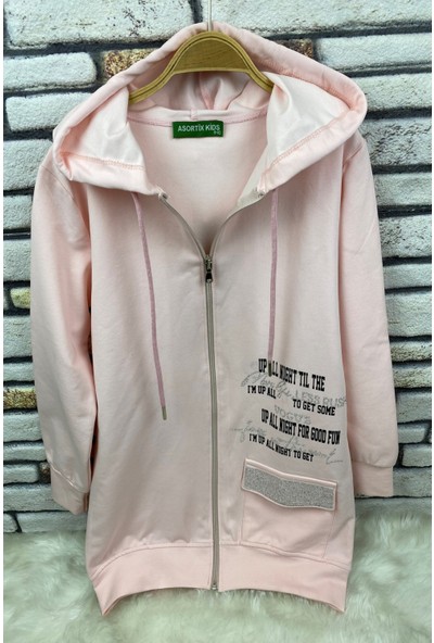 Asortik Kids Asortik Kız Çocuk Kapüşonlu Şardonsuz Basen Diz Arası Pamuklu Hırka Ceket Asortik Kids Asortik Kız Çocuk Kapüşonlu Şardonsuz Basen Diz Arası Pamuklu Hırka Ceket