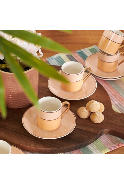 Karaca Lana Turuncu 6 Kişilik Kahve Fincan Takımı 90 ml
