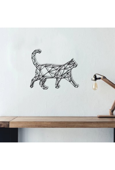 Organik Fikirler Dükkanı Yürüyen Kedi Temalı Dekoratif Metal Duvar TABL0SU 60X70 cm