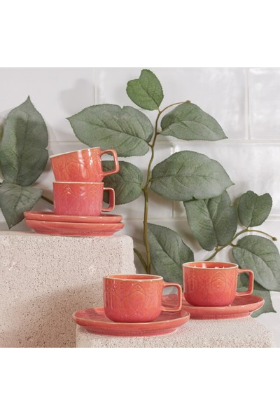 Karaca Vita Pembe 6 Kişilik Kahve Fincanı Takımı