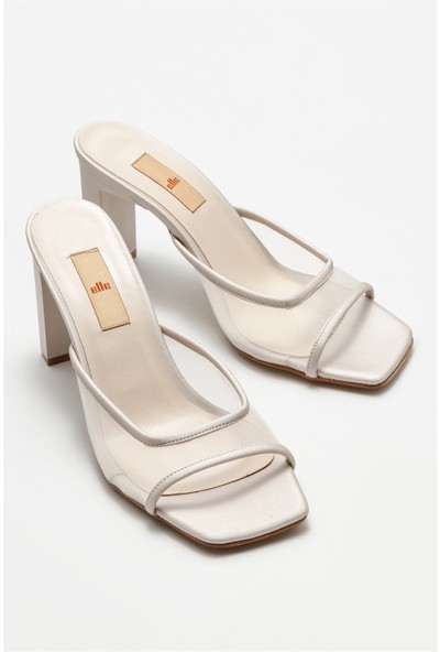 Elle Shoes Bej Kadın Topuklu Terlik