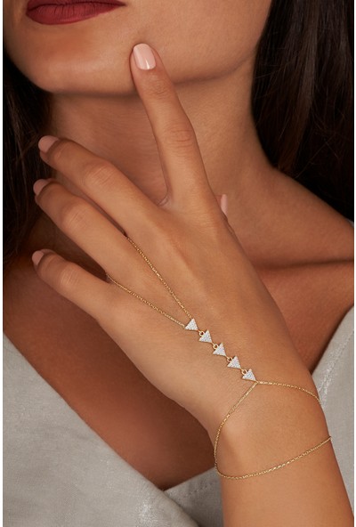 Lia Berto Altın Kaplama Sıralı Üçgenler 925 Ayar Gümüş Şahmeran