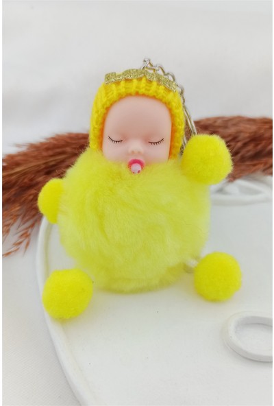 By Zeyna Aksesuar Love Yazılı Sarı Renk Peluş Bebek Anahtarlık