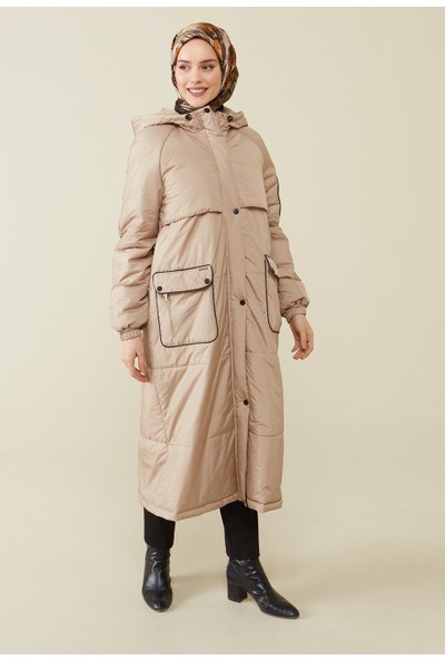 SETRMS Bej Cep Detaylı Çıtçıtlı Şişme Kaban 2213034
