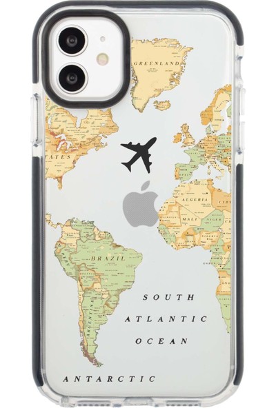 Shoptocase Apple iPhone 11 Siyah Kenarlı Anti Shock Dünya Haritası Çizgisel Desenli Telefon Kılıfı Shoptocase Apple iPhone 11 Siyah Kenarlı Anti Shock Dünya Haritası Çizgisel Desenli Telefon Kılıfı