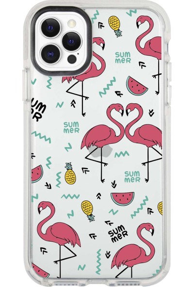 ShoptoCase Apple iPhone 11 Pro Max Beyaz Kenarlı Anti Shock Flamingo Desenli Telefon Kılıfı ShoptoCase Apple iPhone 11 Pro Max Beyaz Kenarlı Anti Shock Flamingo Desenli Telefon Kılıfı