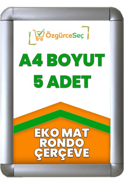 ÖzgürceSeç A4 Rondo Çerçeve Açılır Kapanır Mat Köşe 21 x 30 cm 5'li