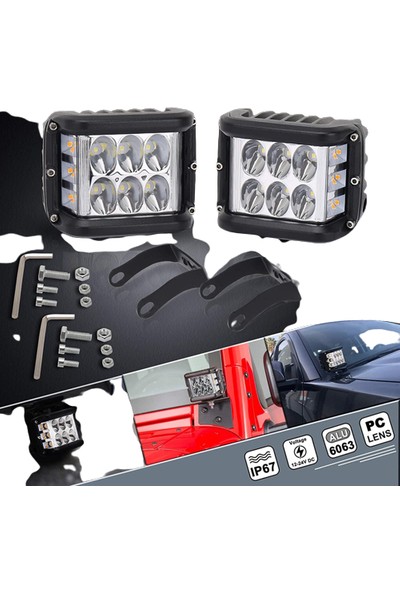 Offroad Sis Lambası Beyaz-Kırmızı-Mavi 12 LED 36W Çift / LASS319-1