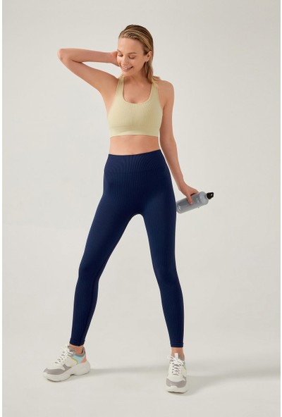 Azra Boutique Yüksek Bel Dikişsiz Fitilli Tayt Azra Boutique Yüksek Bel Dikişsiz Fitilli Tayt