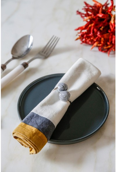 Arma House 6'lı Metaverse Space Boncuklu Gümüş Halkalı Peçete Yüzüğü