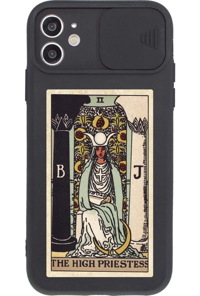 Shoptocase Apple iPhone 11 Sürgülü Lansman The High Priestess Desenli Telefon Kılıfı