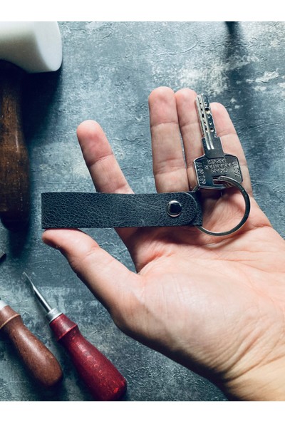 Deri Şerit Anahtarlık - Antrasit