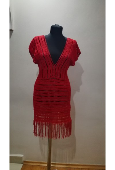 Elaca El Örgüsü Plaj Elbisesi