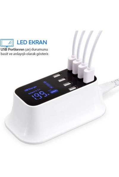 Comse 8 USB Portlu Çoklu Şarj Doldurma Istasyonu LED Göstergeli Comse 8 USB Portlu Çoklu Şarj Doldurma Istasyonu LED Göstergeli