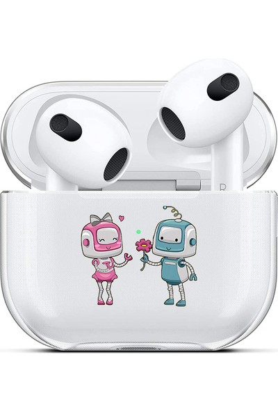 Cekuonline Apple Airpods 3.nesil Uyumlu Kılıf Desenli Şeffaf Kapak - Robotların Aşkı Cekuonline Apple Airpods 3.nesil Uyumlu Kılıf Desenli Şeffaf Kapak - Robotların Aşkı