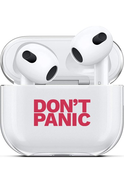 Cekuonline Apple Airpods 3.nesil Uyumlu Kılıf Desenli Şeffaf Kapak - Don't Panic Cekuonline Apple Airpods 3.nesil Uyumlu Kılıf Desenli Şeffaf Kapak - Don't Panic