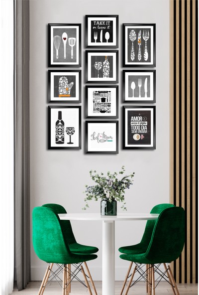 Cadran 10 Parçalı Çerçeve Görünümlü Mdf Tablo Seti FLM187