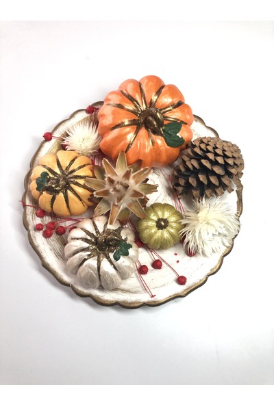 Reynes Kabak Biblo Set Sunum Tabağı ve Kuru Bitkiler Dahil