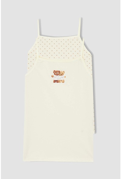 DeFacto Defacto Fit Kız Çocuk Ayıcık Baskılı 2'li Askılı Pamuklu Atlet X0830A622SP