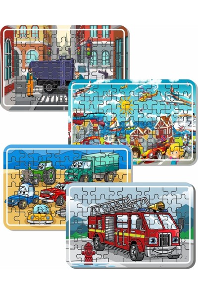 Lipyos Çöp Kamyonu, Itfaiye Arabası ve Taşıtlar 54 Parça 4'lü Ahşap Puzzle Set PUZ1708 Lipyos Çöp Kamyonu, Itfaiye Arabası ve Taşıtlar 54 Parça 4'lü Ahşap Puzzle Set PUZ1708