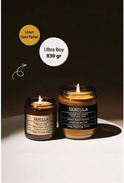 Sanat Sepet İşleri Premium Ultra Boy, Uzun Yanma Süreli, Kokulu Kahve & Amber Kavanoz - 2' Li Set