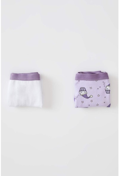 DeFacto Kız Çocuk Desenli Esnek Dokulu Pamuklu 2'li Boxer X0829A622SP