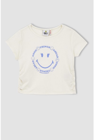 Kız Çocuk Smileyworld Lisanslı Crop Kısa Kollu TIŞÖRT W9094A622SM