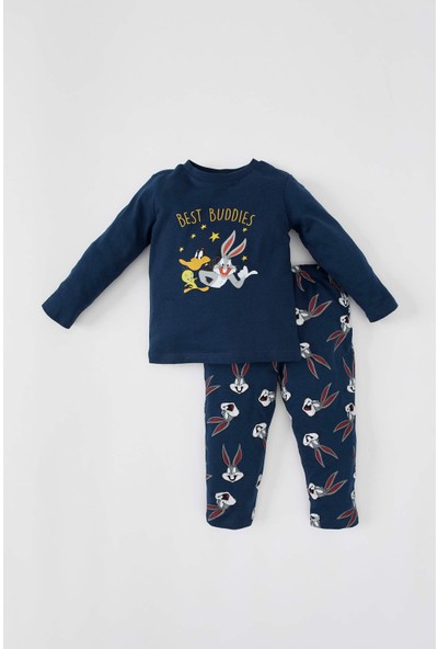 DeFacto Erkek Bebek Bugs Bunny Lisanlı Uzun Kollu Pijama Takım X0246A222SP